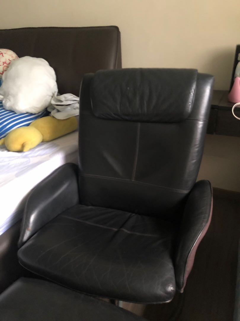 Declined Armchair with foot stool, Furniture & Home Living, Furniture ...