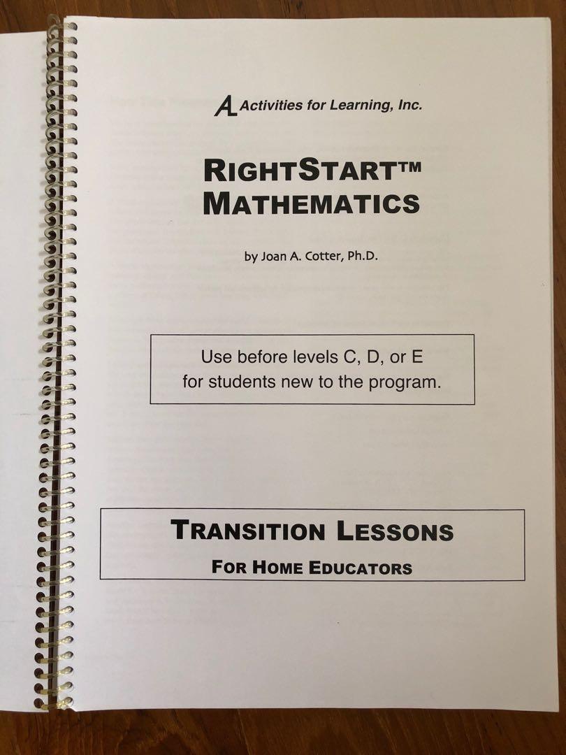 Rightstart Mathematics Transition Lessons and Worksheets, Hobbies ...