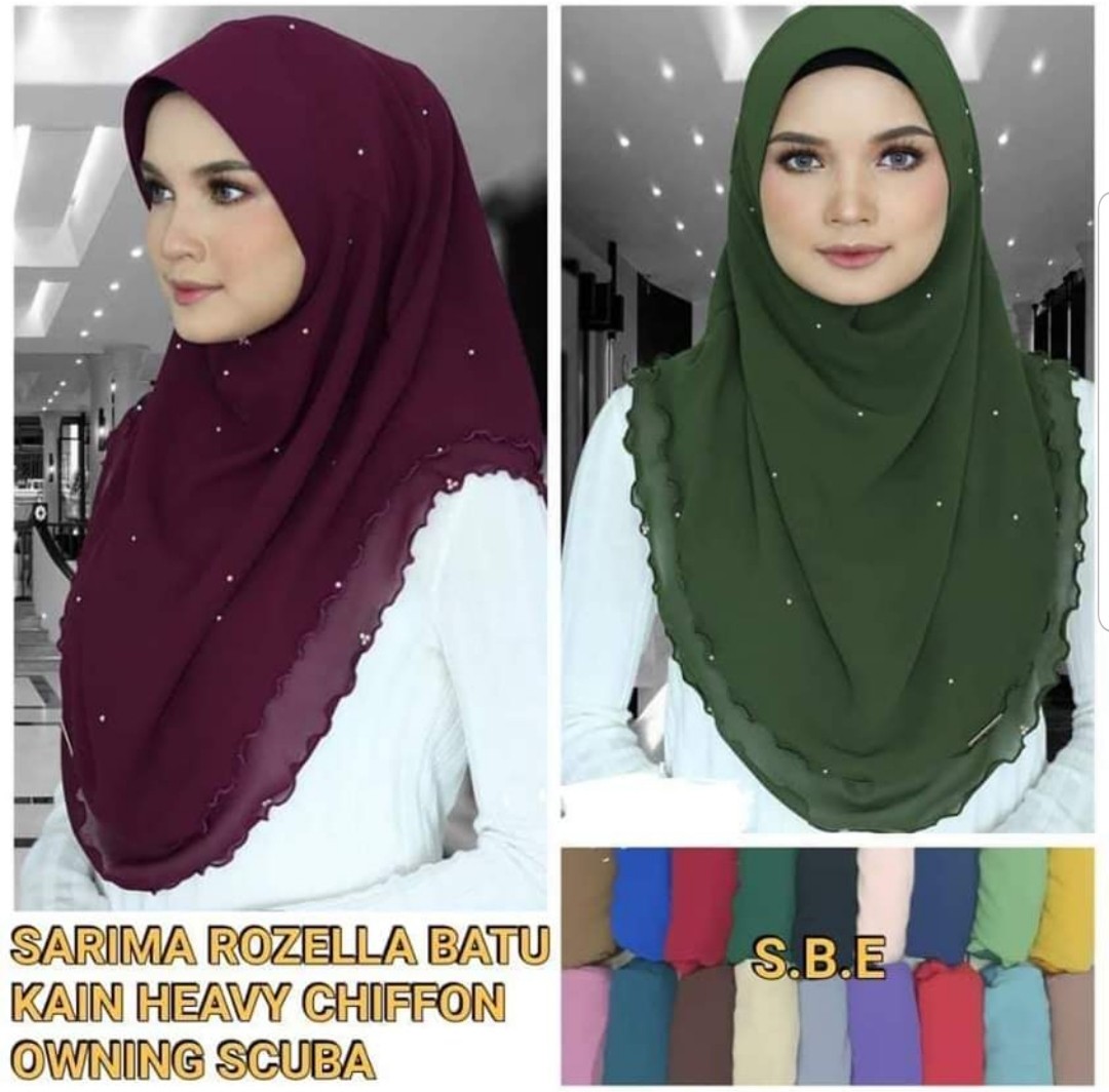 Sarima Rozella Batu Awning Scuba (Tudung Sarung), Women's Fashion ...