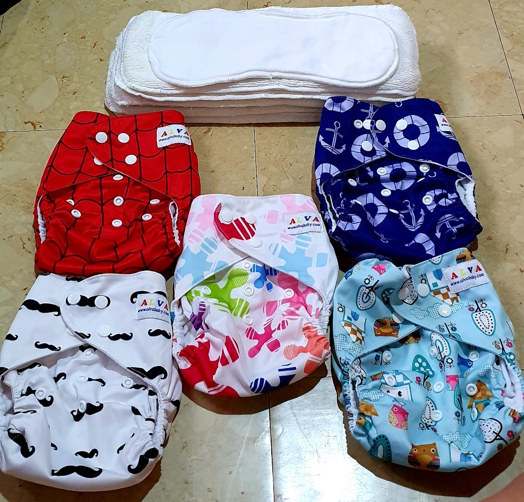 Alva printed cloth diapers, Babies & Kids, Bathing & Changing, Diapers ...