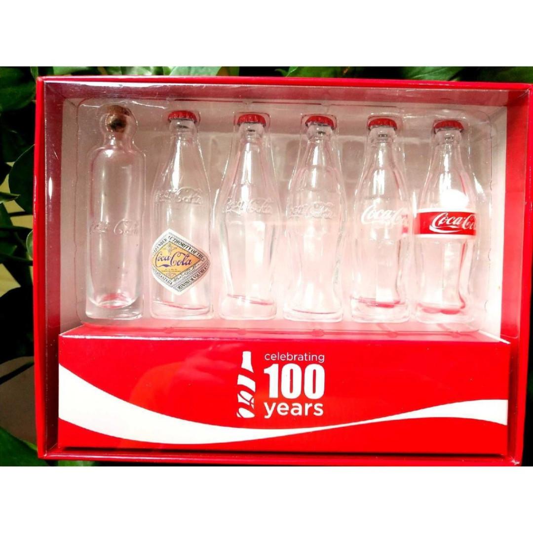 Coca Cola 100 Years Anniversary Mini Glass Bottle Collection Set ...