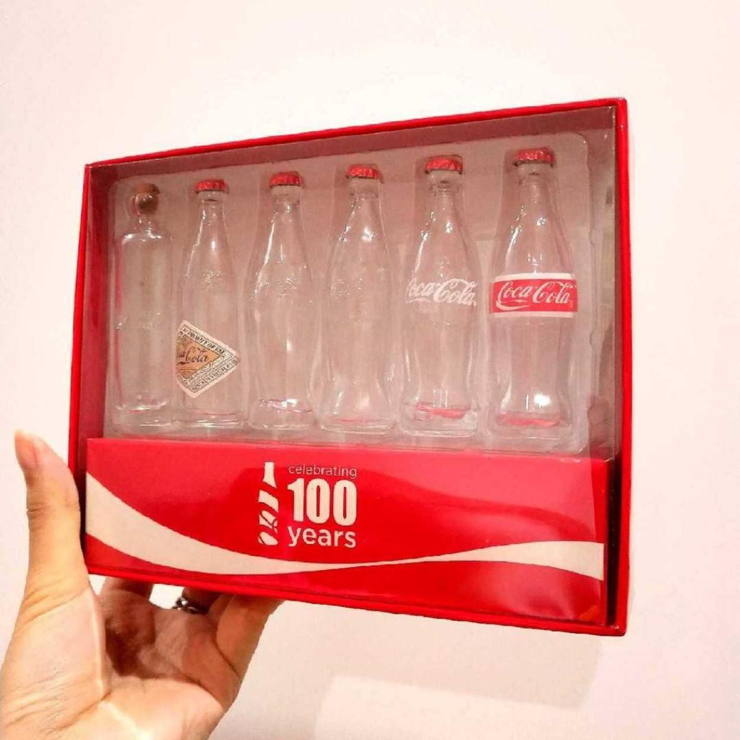 Coca Cola 100 Years Anniversary Mini Glass Bottle Collection Set ...