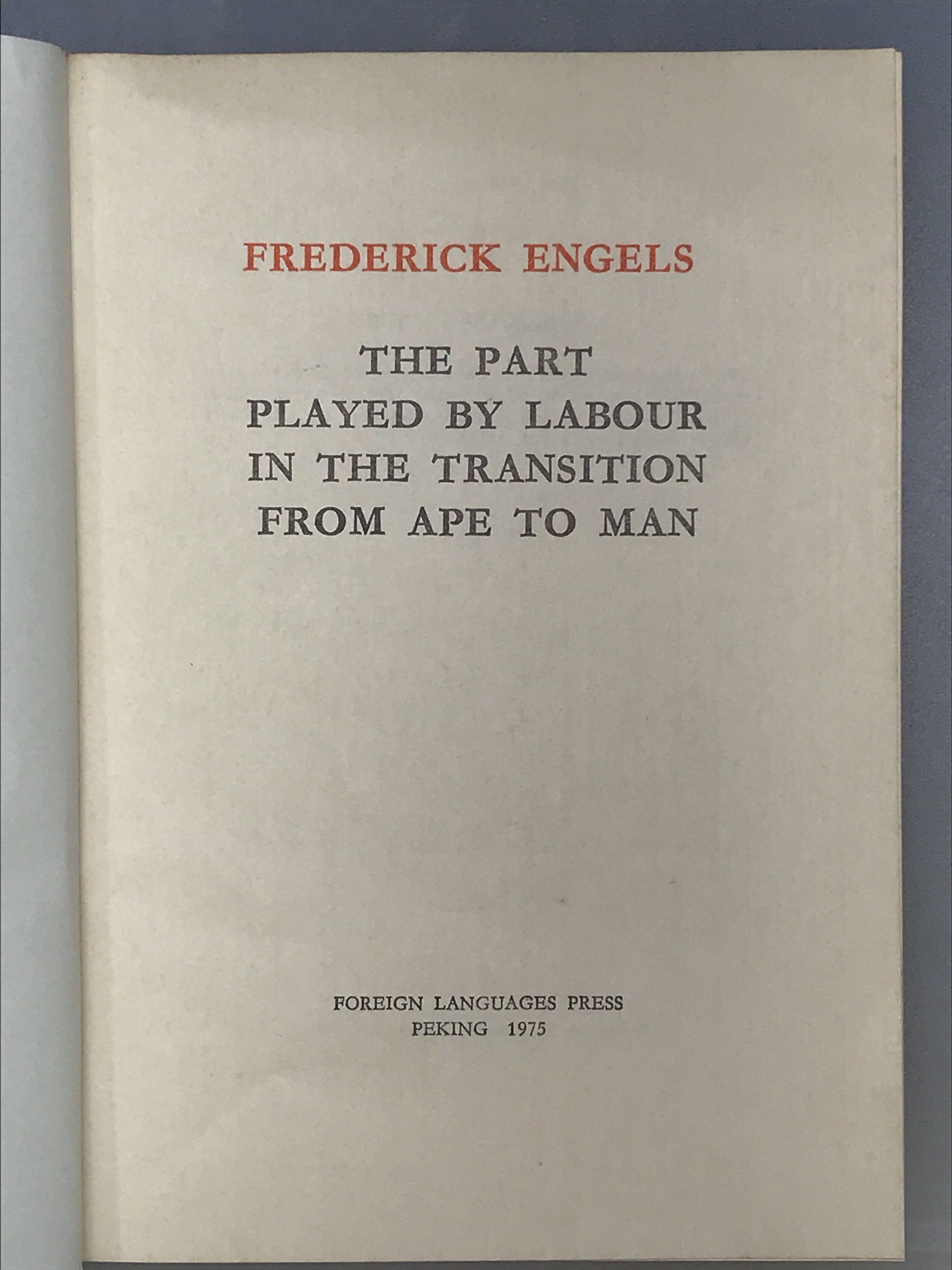 FREDERICK EGELS - The Part Played By Labour In The Transition From Ape ...