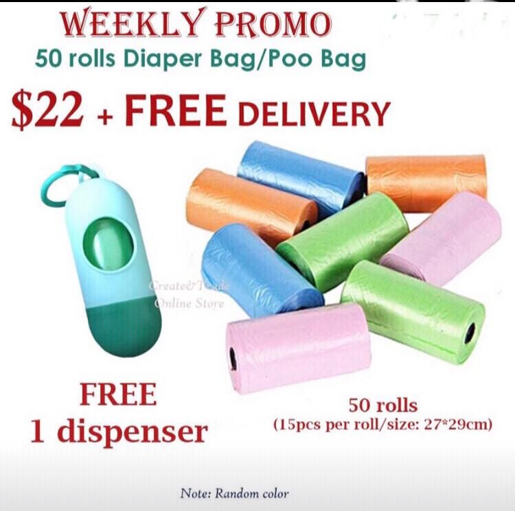 FREE DELIVERY- 50 rolls Diaper / Poo Bag, Pet Supplies, Homes & Other ...