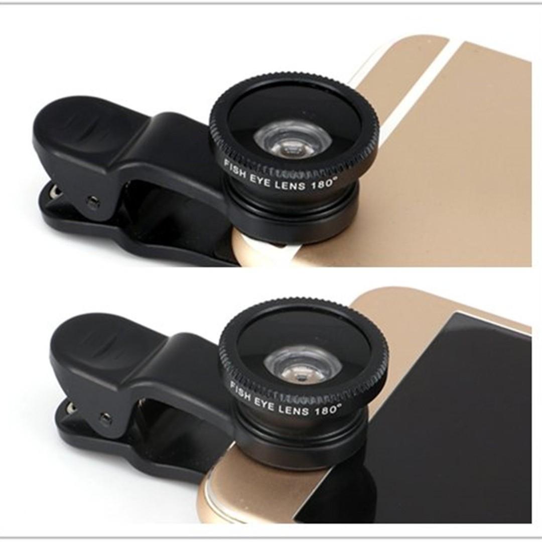Universal Clip Lens 三合一多功能 萬用夾式 黑色鏡頭 魚眼鏡 微距鏡 廣角鏡 iOS Android 智能手機 平板 ...