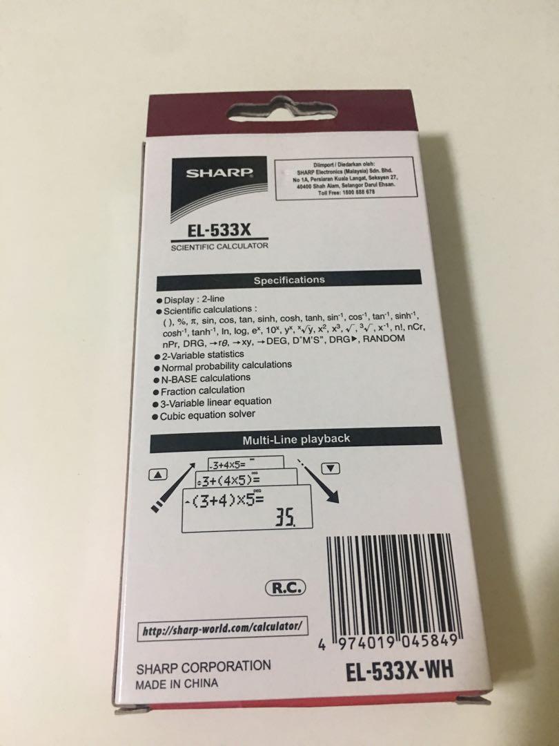 Sharp Calculator EL-533X-WH APPROVED FOR EXAM , Computers & Tech ...