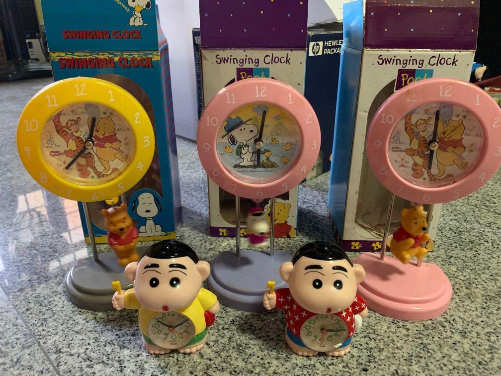 Swinging Pooh & Snoopy Clock / Shin Chan clock, Furniture & Home Living ...