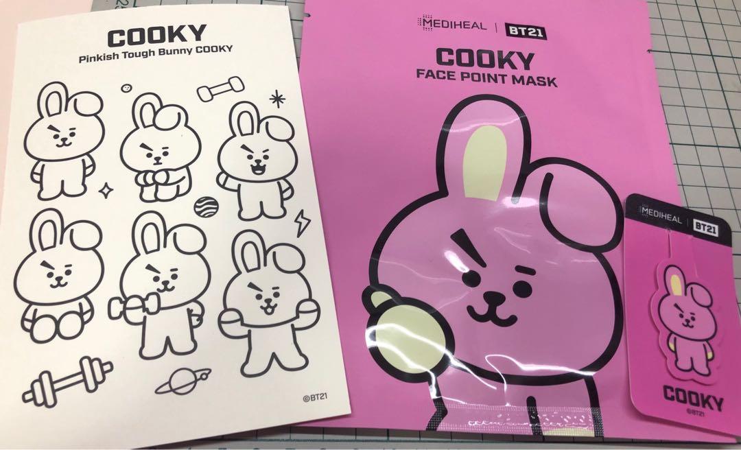 BT21 COOKY FACE POINT MASK, Health & Nutrition, Face Masks & Face ...
