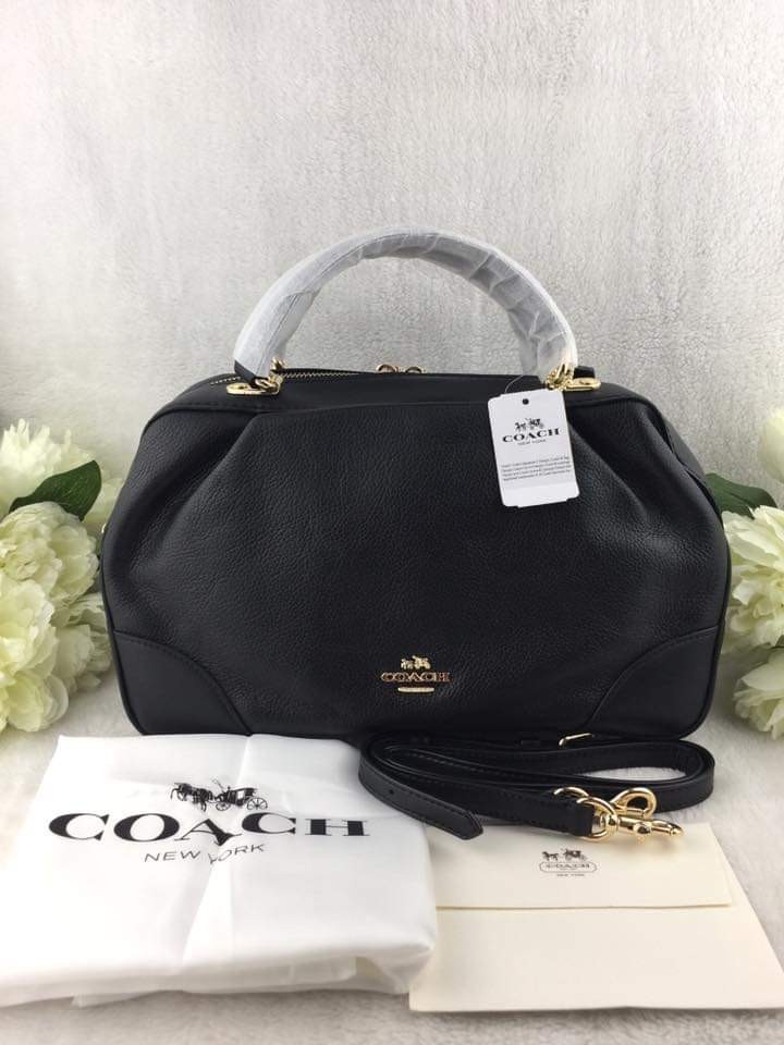Coach Lane Satchel Black/Gold, Luxury, Bags & Wallets on Carousell