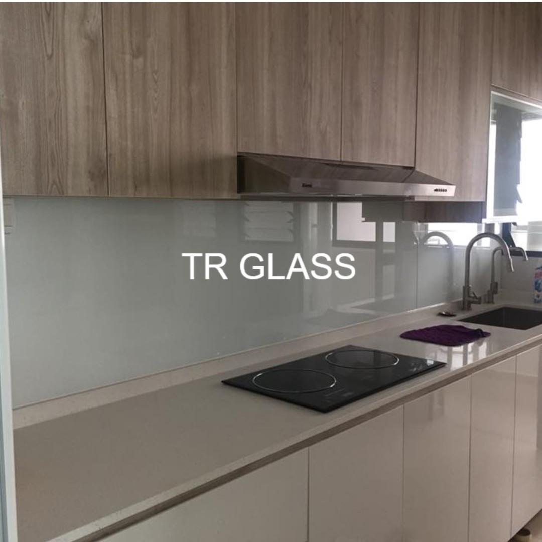 Custom Made Tempered Glass Kitchen Backsplash, Furniture & Home Living ...