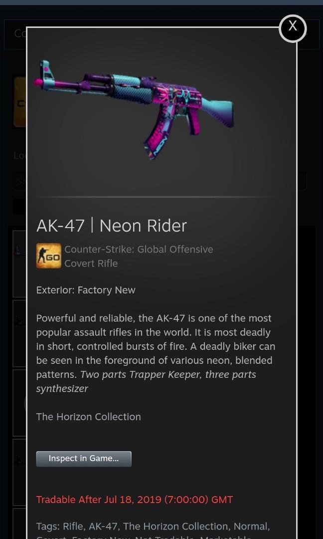 Csgo Skin AK-47 Neon Rider FN, Video Gaming, Gaming Accessories, Game ...
