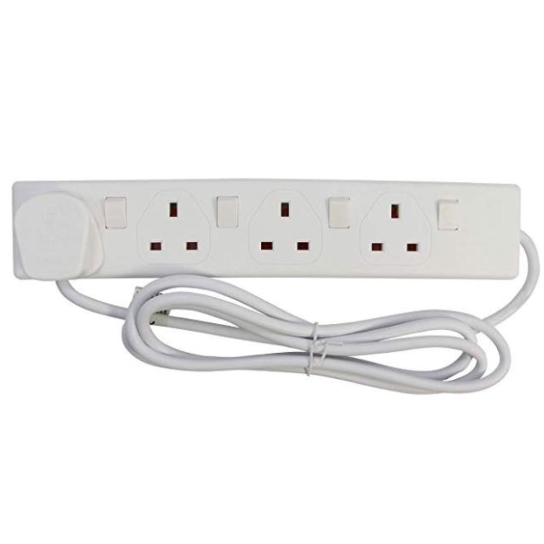(E1222) Pifco 4 Way UK 3Pin Plug 13A 250V Extension Lead with 2 Metre ...