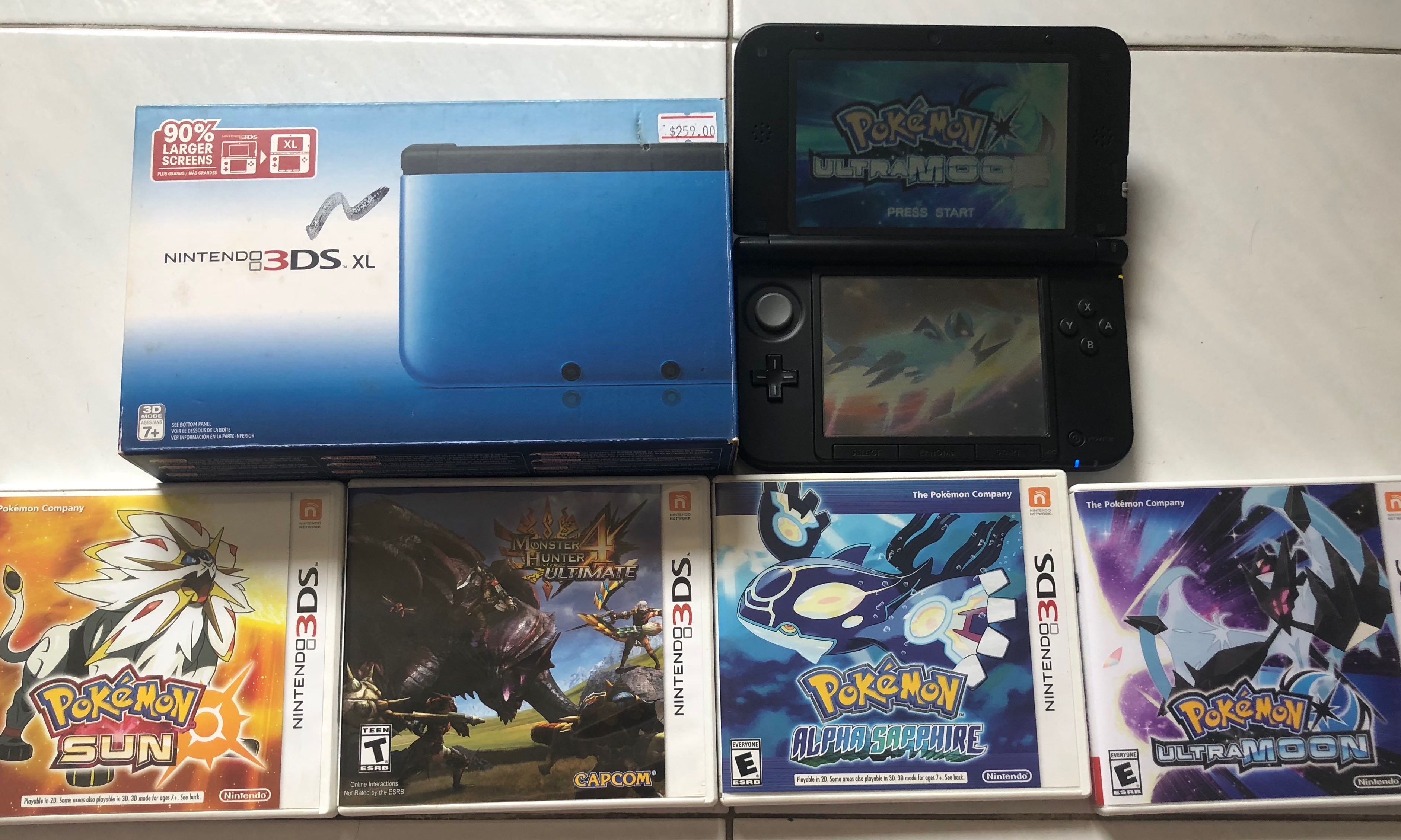 Nintendo 3DS XL, MH4U, Pokemon Sun, Ultra Moon, Alpha Sapphire, Video ...