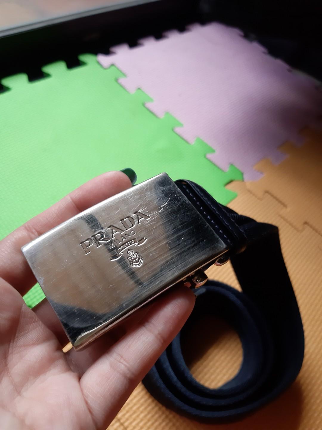 Prada Dark Blue Garrison Belt, Men's Fashion, Watches & Accessories ...