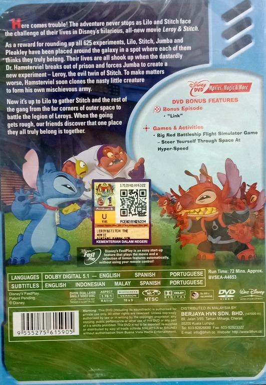 Walt Disney Leroy & Stitch Anime DVD, Hobbies & Toys, Music & Media ...