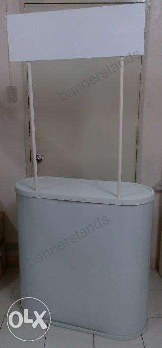 Oval Portable Counter with Header Booth Collapsible Table Promotion ...