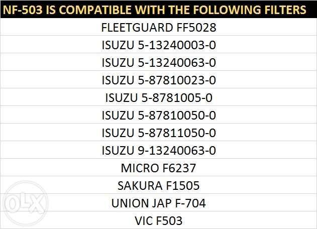 Fuel Filters Nippon NF503 for Isuzu Gensets C330 4BB1 4BD1 FRAM C110 ...