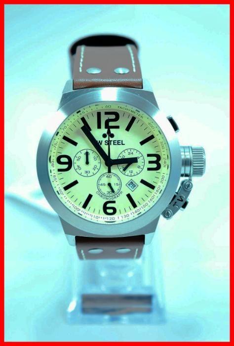 ORIGINAL TW Steel Canteen 45mm Cream Dial Brown Leather Chronograph, Men's Fashion, Watches ...