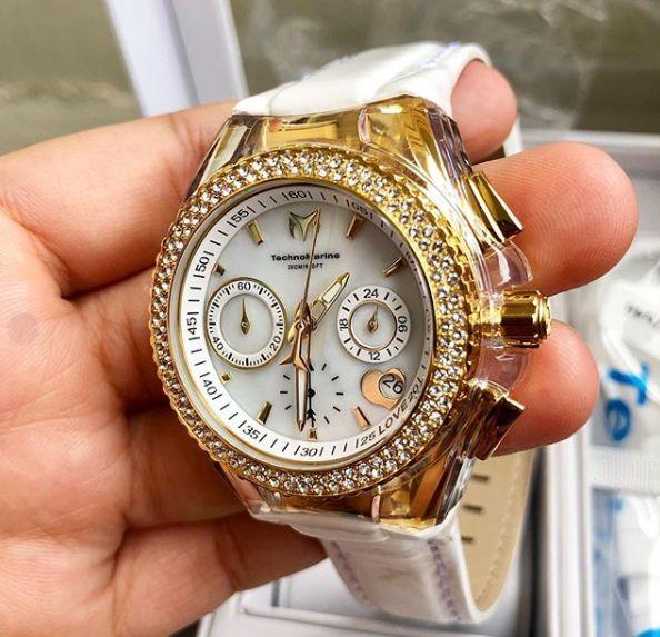 ORIGINAL Technomarine Watch Cruise Valentine Gold Case Crystal Bezel, Men's Fashion, Watches ...