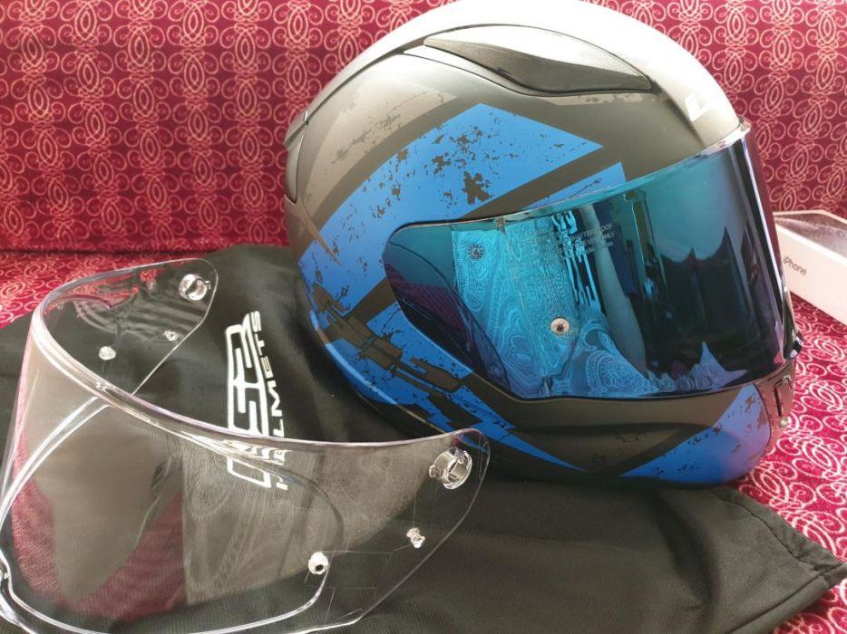 LS2 Rapid Blue Deadbolt Medium Helmet with Blue Irridium Lens ...