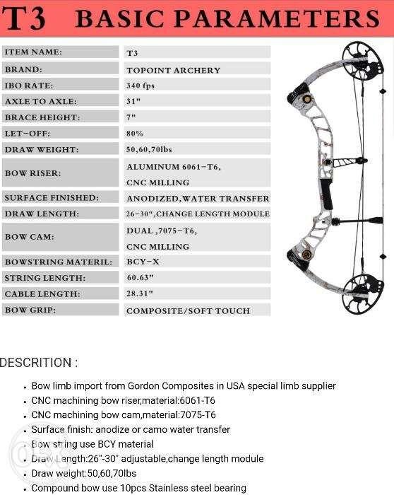 Topoint T3 Compound Bow Red and Black Colors 50lb, Sports Equipment ...