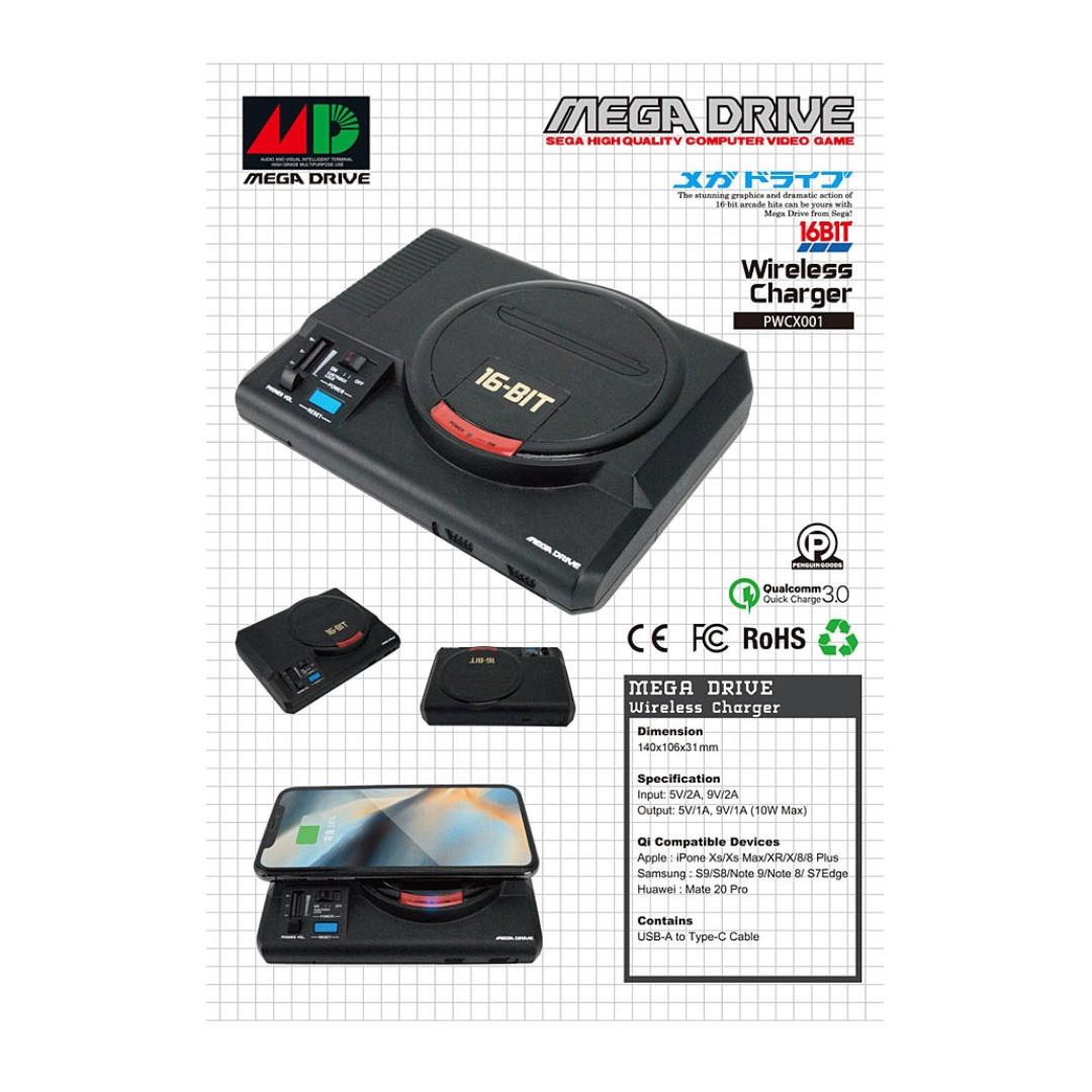 全新 懷舊迷你 Sega Mega Drive MD 世嘉 無線充電座 Charging Pad- 手機用, 手提電話, 電話＆平板電腦配件, 電池及充電器 - Carousell