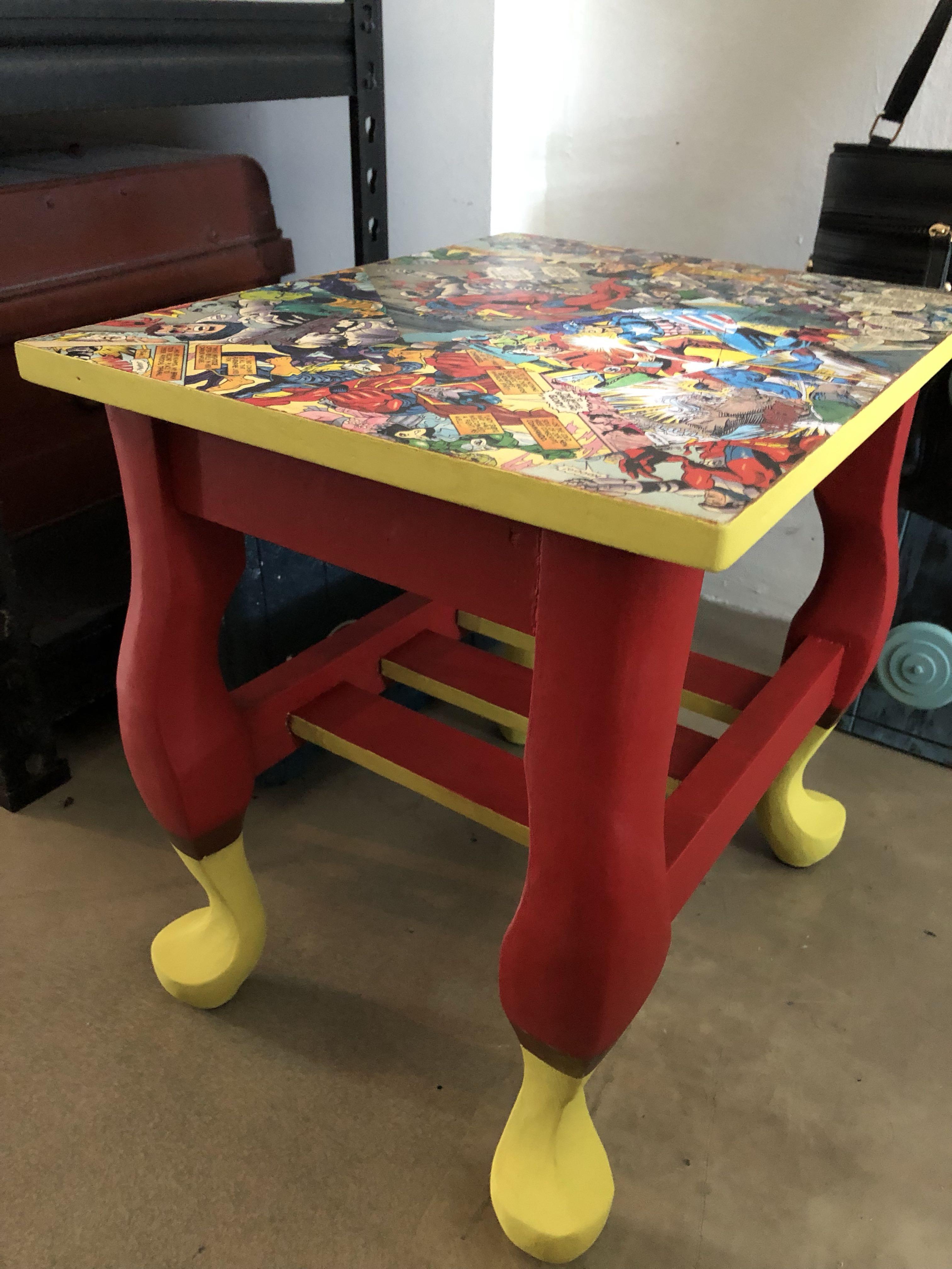 Decoupage marvel / DC / comic teak wood table , Furniture & Home Living ...
