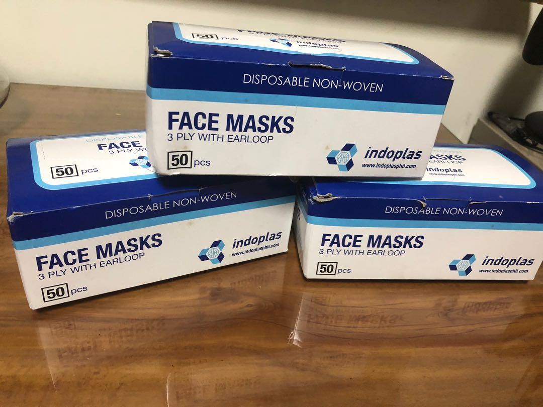 Indoplas Disposable Face Mask 3-ply with Earloop, Community on Carousell