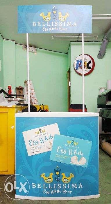 Portable Collapsible PVC Booth with Sticker Print, Furniture & Home ...