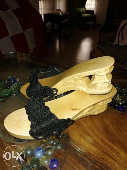 Wooden Bakya Wedge Slipper, Women's Fashion, Footwear, Heels on Carousell
