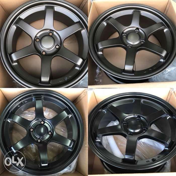 4pcs 17 TE37 4Holes pcd 114 fitment in bronze and black color, Car ...