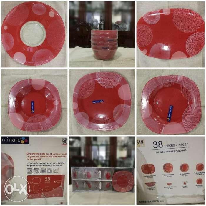 Luminarc 38 pieces dinnerware set Constellation red, Furniture & Home ...