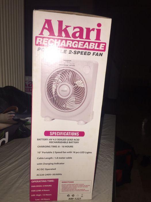 akari rechargeable portable 2 speed fan, Furniture & Home Living ...
