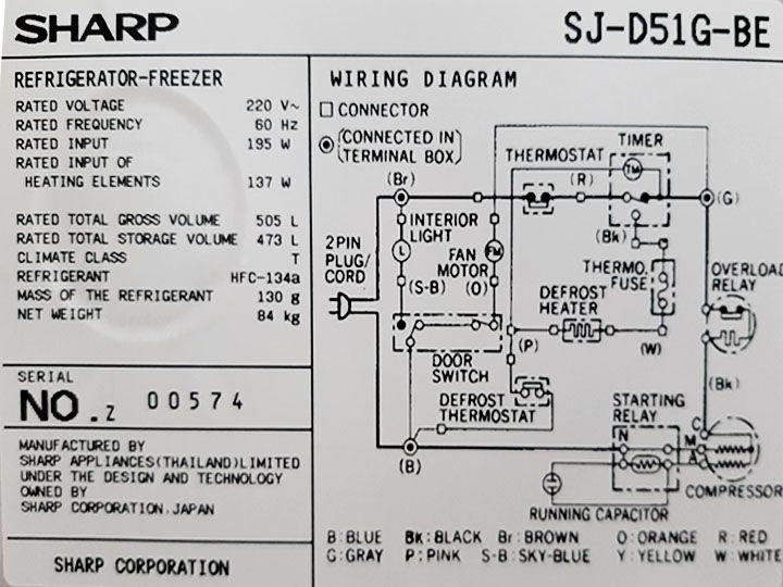 SHARP Ref 18 Cu Ft No -Frost NON-CFC Refrigerator Freezer SJ D51G BE ...