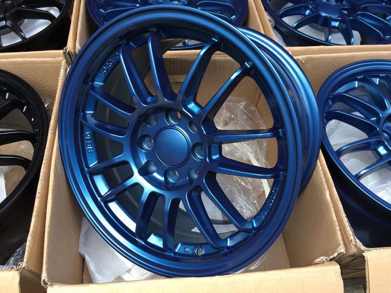 4pcs 15" RE30 design Mags 4Holes pcd 100 -114 blue, Car Parts ...