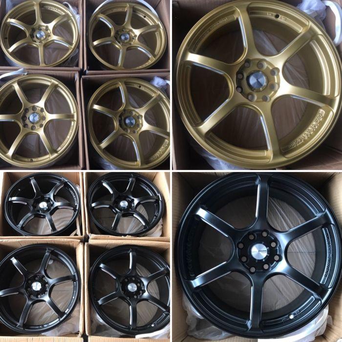 17” Advan 605 Mags Black and Gold 4Holes pcd 100 n 114 Brandnew, Car ...