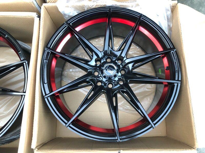 17 Hunter wheels A0851 Black with red undercut bnew mags 4Holes PCD 100 ...