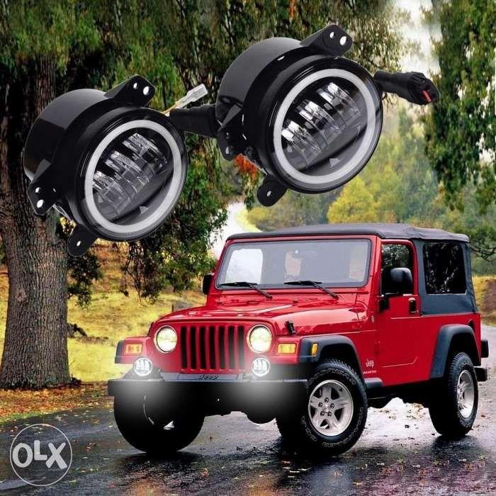 4 inch Jeep wrangler Rubicon FOG lamp led with Angel Eyes halo, Car ...