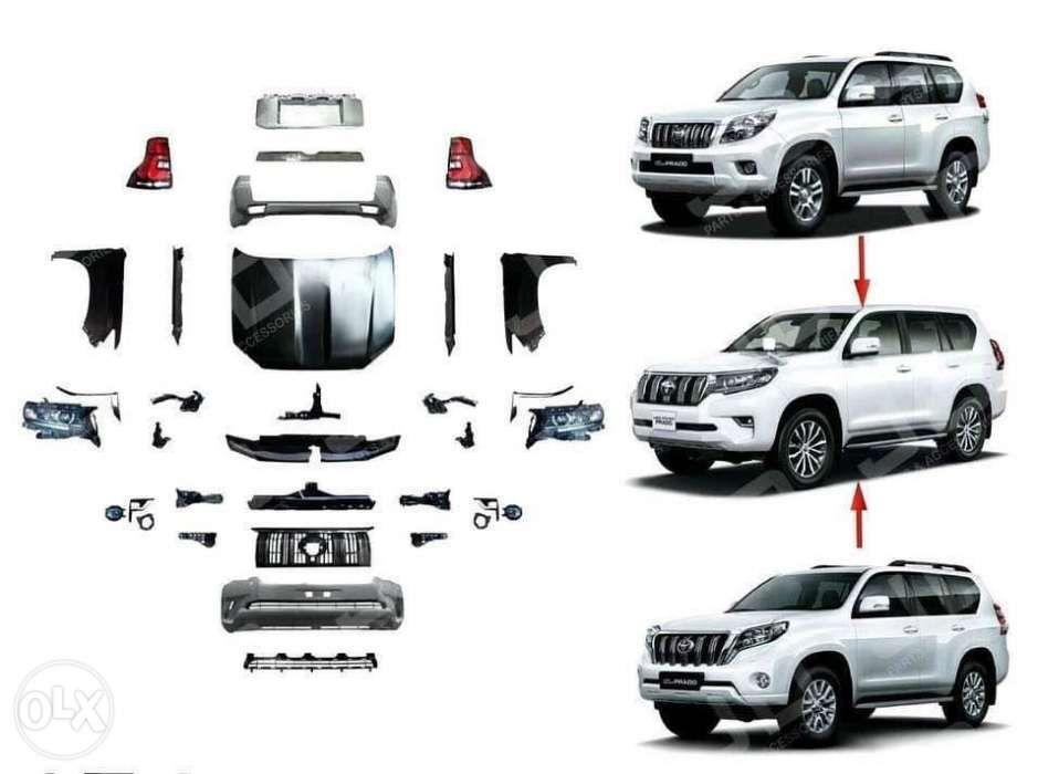 Prado Upgrade 2018 to 2019 Kit projector bumper fender Hood facelift ...