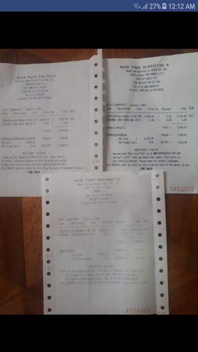 Nike Park receipts worth P30k, Men's Fashion, Footwear, Sneakers on ...