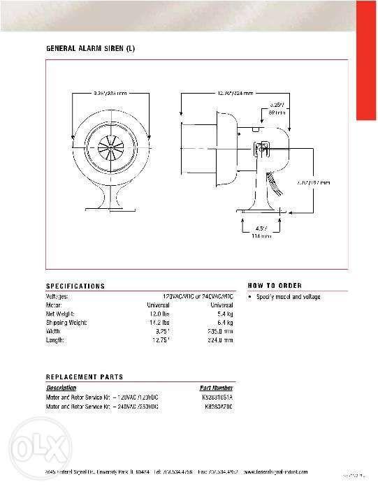 BRAND NEW Federal Signal model L 220V Industrial Siren, Computers ...