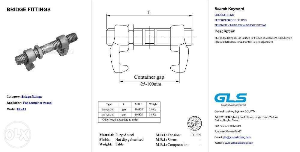 380mm Screw type Bridge Fitting for Shipping Container BRAND NEW ...