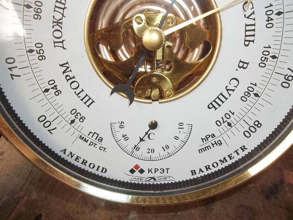 Aneroid Barometer with Thermometer made in USSR large dial, Furniture ...