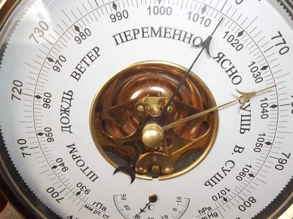 Aneroid Barometer with Thermometer made in USSR large dial, Furniture ...