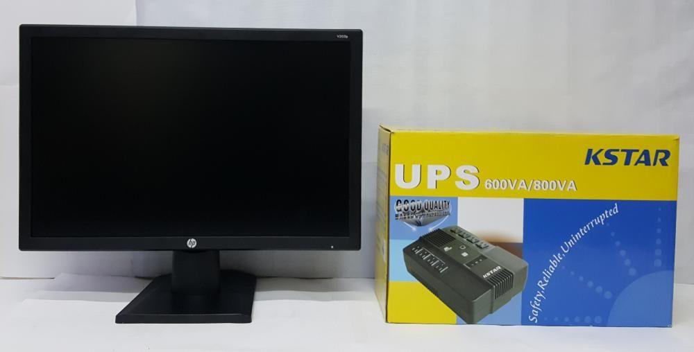 HP V203P 19.5-inch LED Monitor with KSTAR 800VA AiO UPS, Audio, Other ...