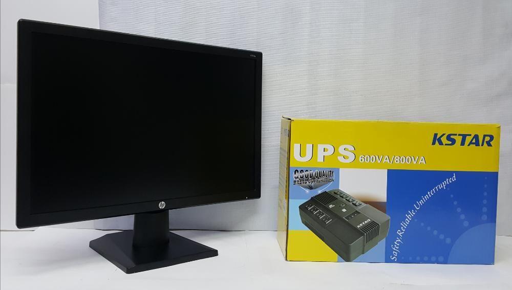 HP V203P 19.5-inch LED Monitor with KSTAR 800VA AiO UPS, Audio, Other ...
