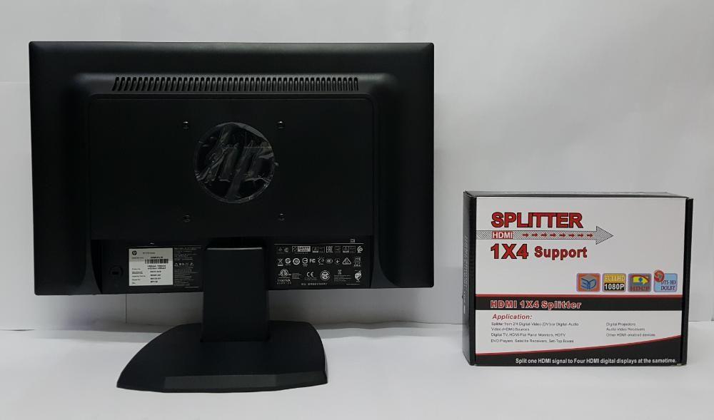 HP V194 18.5-inch LED Monitor with HDMI Splitter 1x4 4Port Hub 3D 1080P ...