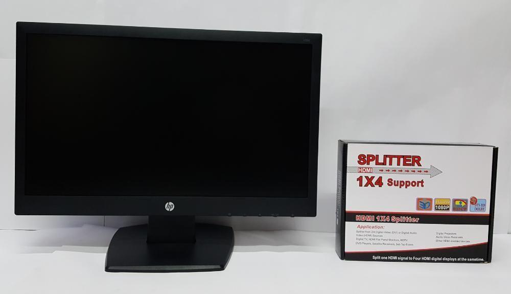 HP V194 18.5-inch LED Monitor with HDMI Splitter 1x4 4Port Hub 3D 1080P ...