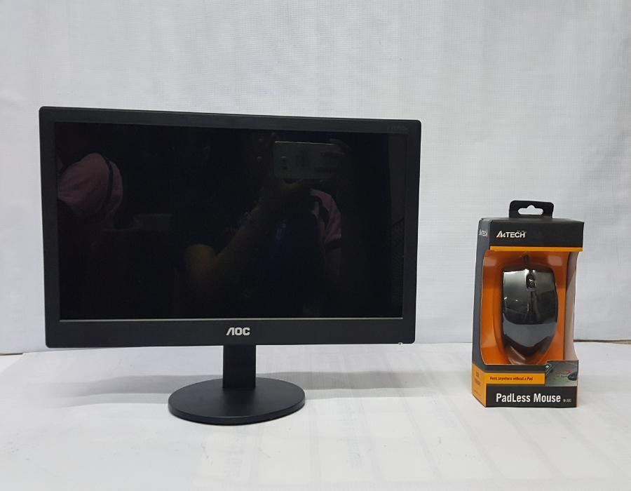 AOC e1670Sw 15.6-inch LED Monitor with A4Tech N-300 USB Padless Mouse ...