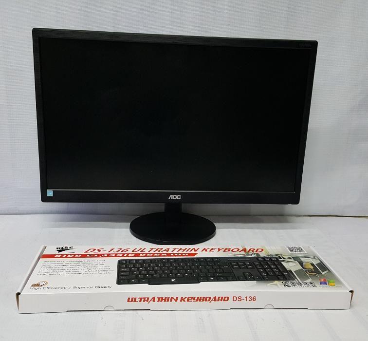 AOC E2270SWHN 21.5-inch LED Monitor with RISE DS-136 PS/2 Keyboard, TV ...